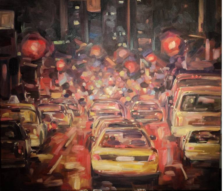 Night traffic Painting by marcu mircea | Saatchi Art