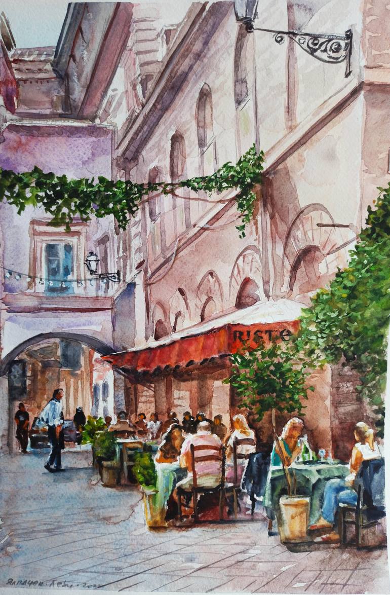 Summer cafe in Rome Painting by Vitalii Gatsutsyn Yalpachek-Levy ...