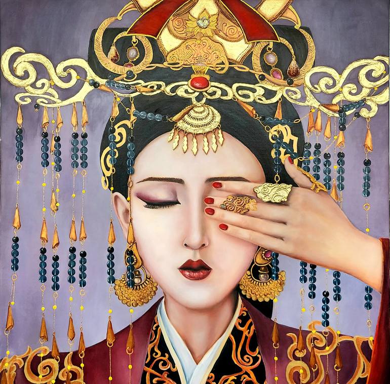 Japanese woman meditating on Monica Belucci (Compromise) Painting by ...