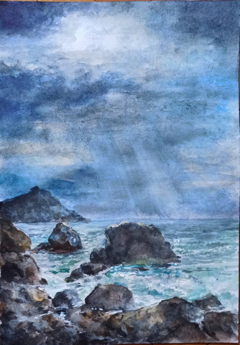 The first ray of sun after a storm Painting by Vitalii Gatsutsyn ...