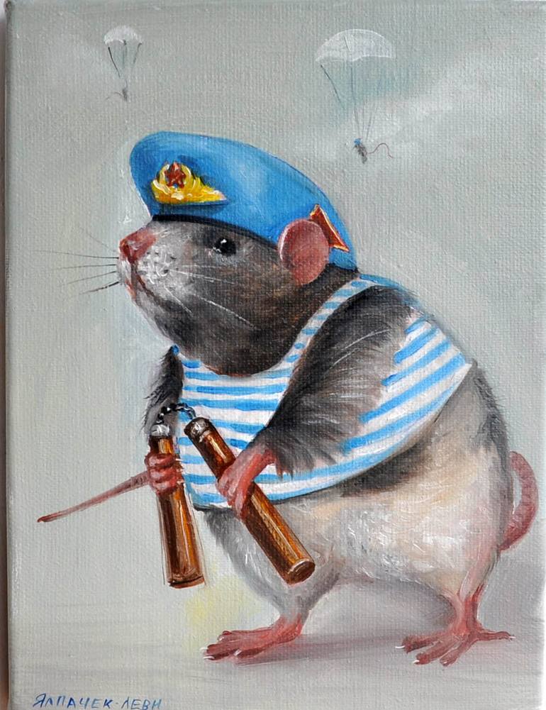 Rat Paratrooper Painting by Vitalii Gatsutsyn Yalpachek-Levy | Saatchi Art