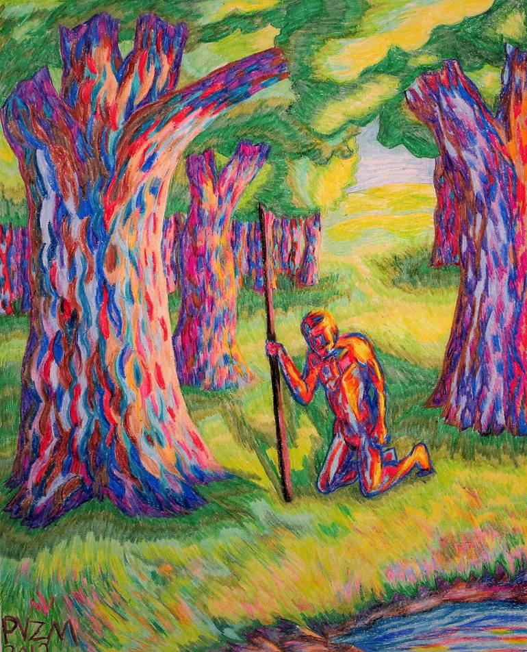 Dreaming Landscape: the Weary Man. Drawing by Peter Von Zur Muehlen ...