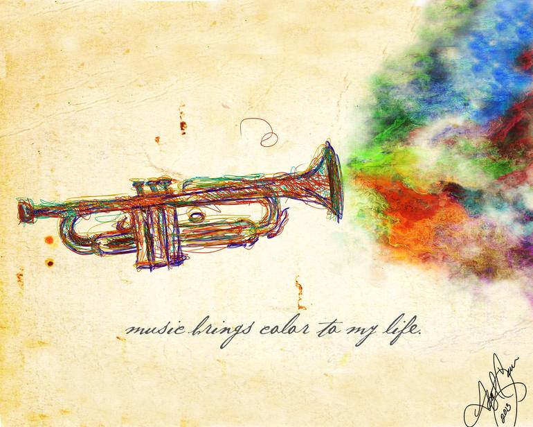 Music Brings Color to My Life Drawing by April Gann | Saatchi Art