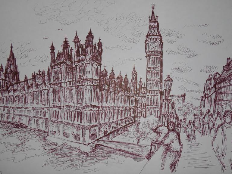 View of Parliament Drawing by Sarvenaz Keyhani | Saatchi Art
