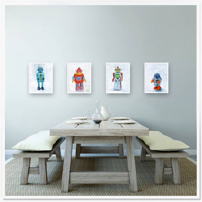 Robot Collection Framed Original Paintings Painting by Ck Walker ...