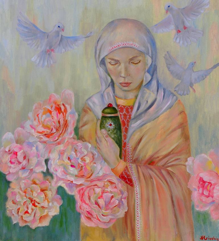 Mary Magdalene and roses Mary Magdalene Painting by Nadezda Krivohizina ...