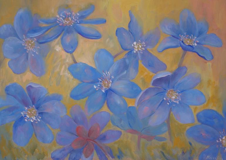 Hepatica Painting by Nadezda Krivohizina | Saatchi Art