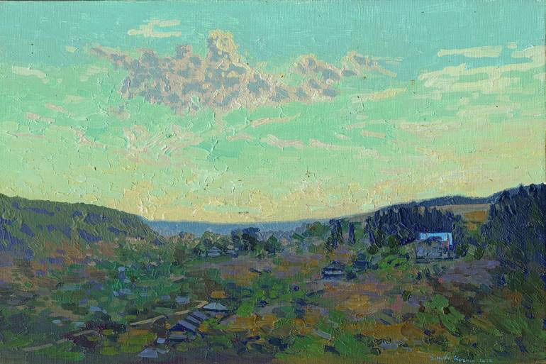 Sunset. Village of Kyn. Ural Painting by Simon Kojin | Saatchi Art