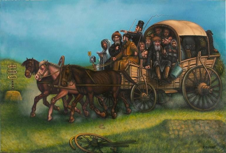 Jewish cart. Painting by Eduard Gurevich | Saatchi Art
