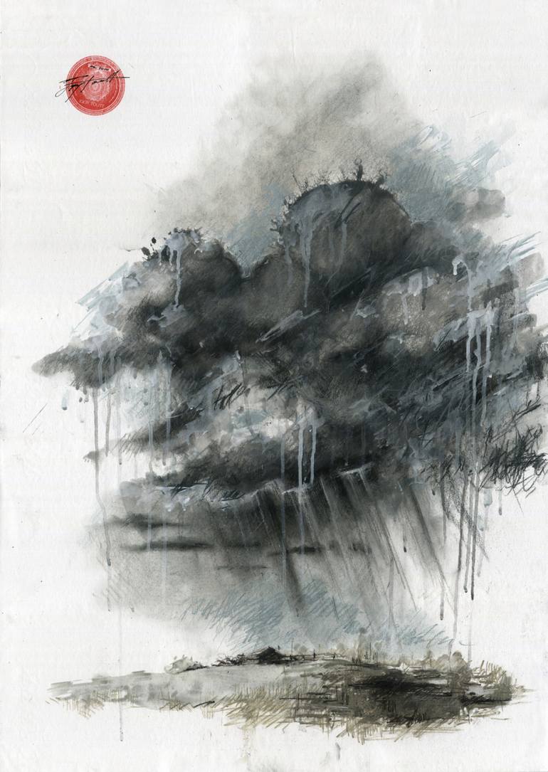 Storm series no. 4 & Red Spot Drawing by Iggy Toutt | Saatchi Art