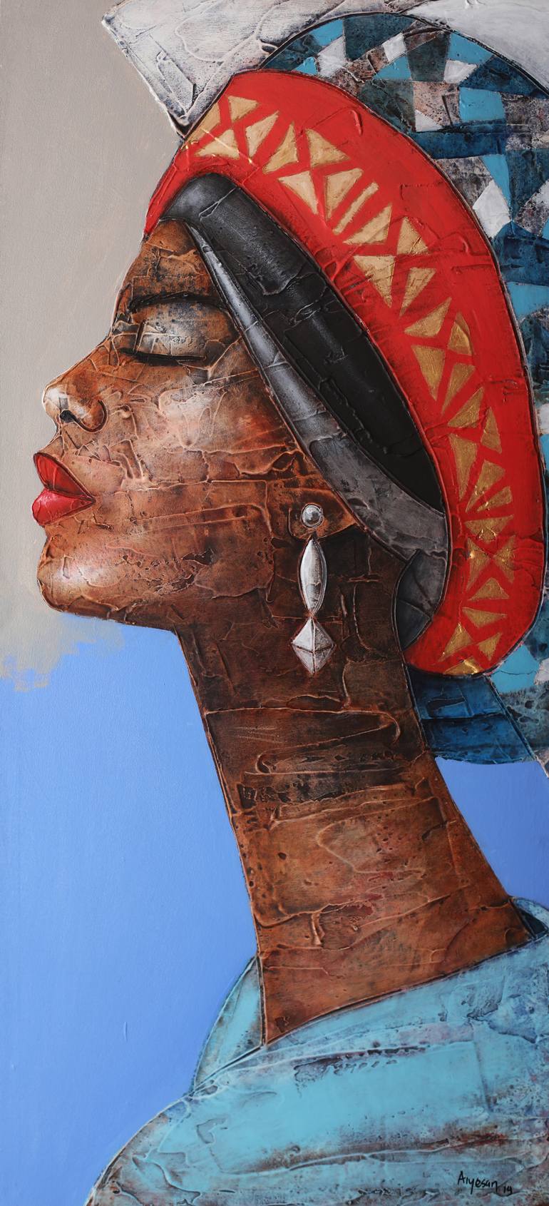 Alake (Gele series) Painting by segun aiyesan | Saatchi Art