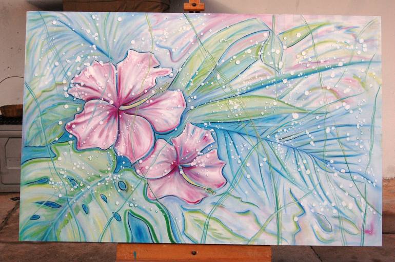 Hibiscus Painting by Marcio Franca Moreira | Saatchi Art