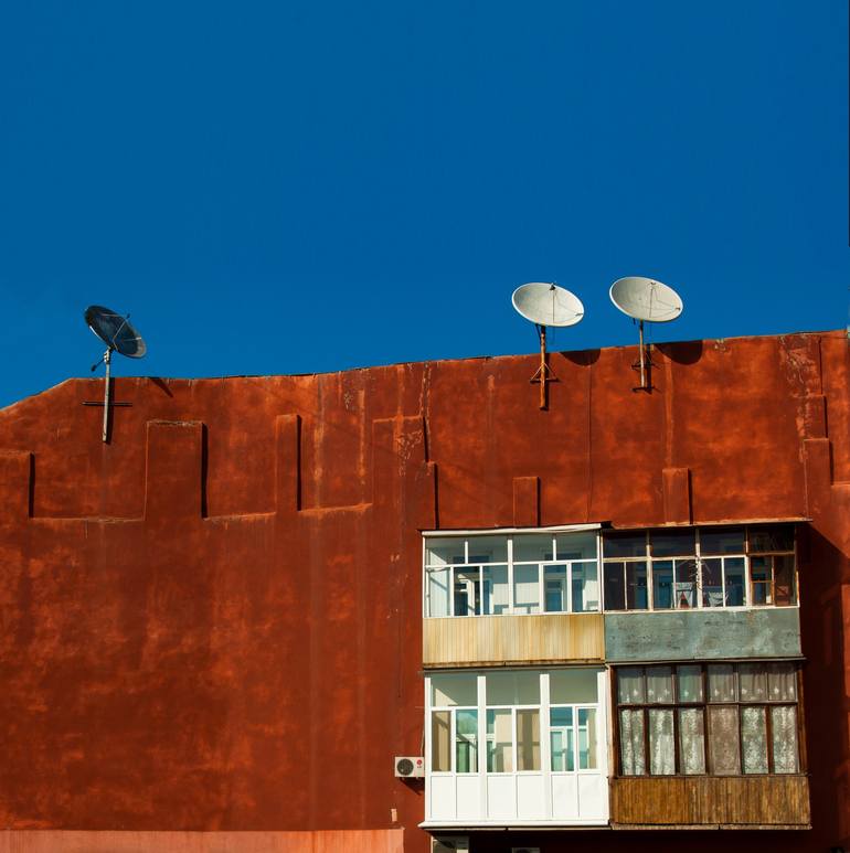 Old rust-colored wall and blue sky - Limited Edition of 10 Photography ...