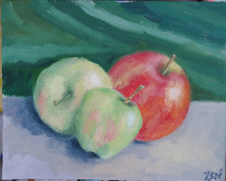 3 apples Painting by Juri Semjonov | Saatchi Art