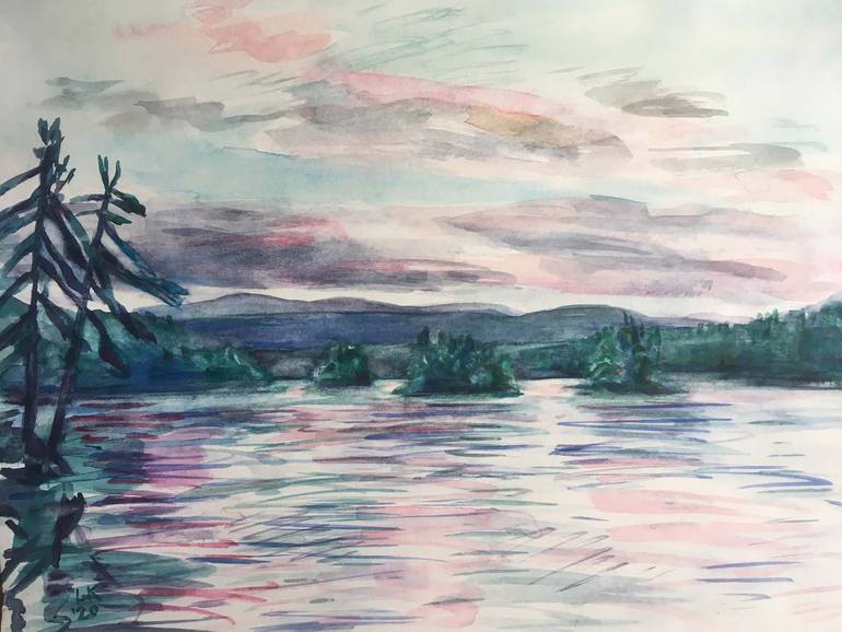 September Dusk, Maine Painting by Lisa Kaiser | Saatchi Art
