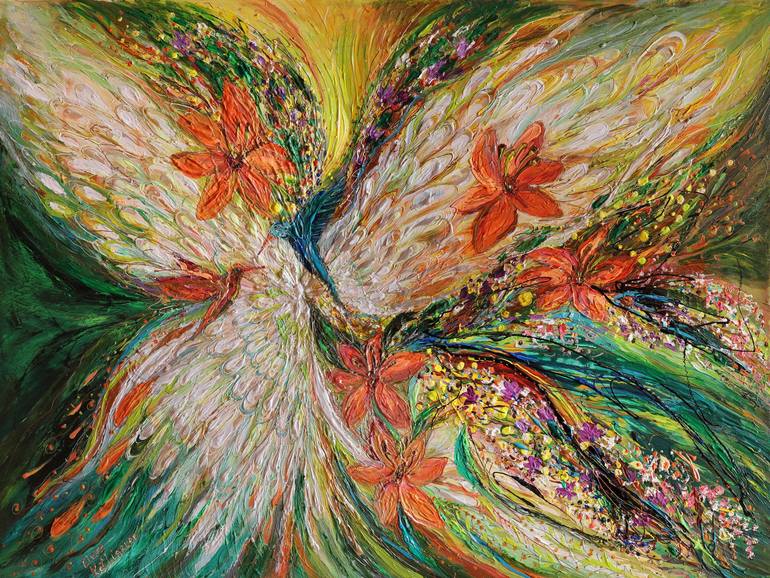 The Wings of Blessing Painting by Elena Kotliarker | Saatchi Art