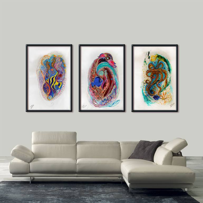 Mare Nostrum #10. The Golden Octopus Painting by Elena Kotliarker ...