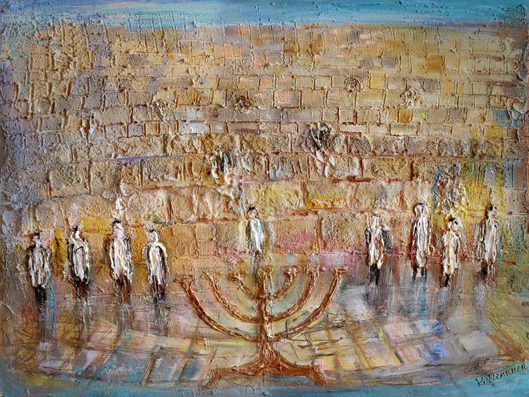 The light of Kotel Painting by Elena Kotliarker | Saatchi Art