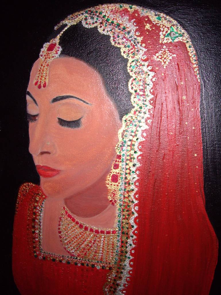 Asian Bridal Portrait Painting by nas sanam | Saatchi Art