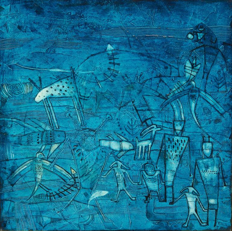 Blue Dreamtime Painting by Rana J Rodger | Saatchi Art