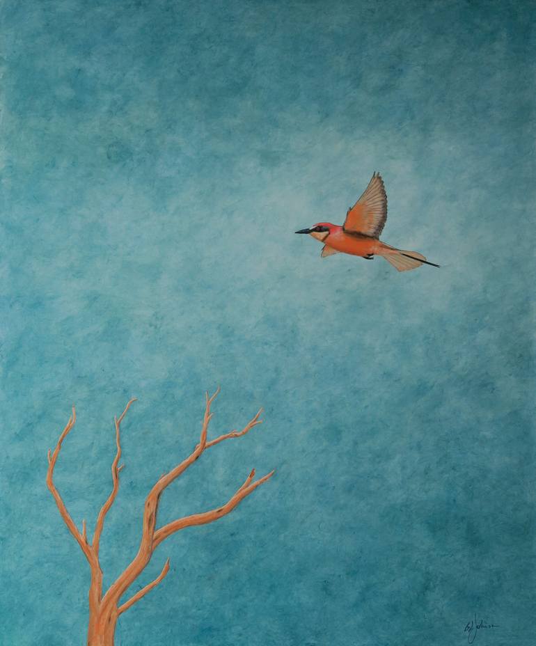 The Bee-eater and the Dead Tree Painting by Barry Johnson | Saatchi Art