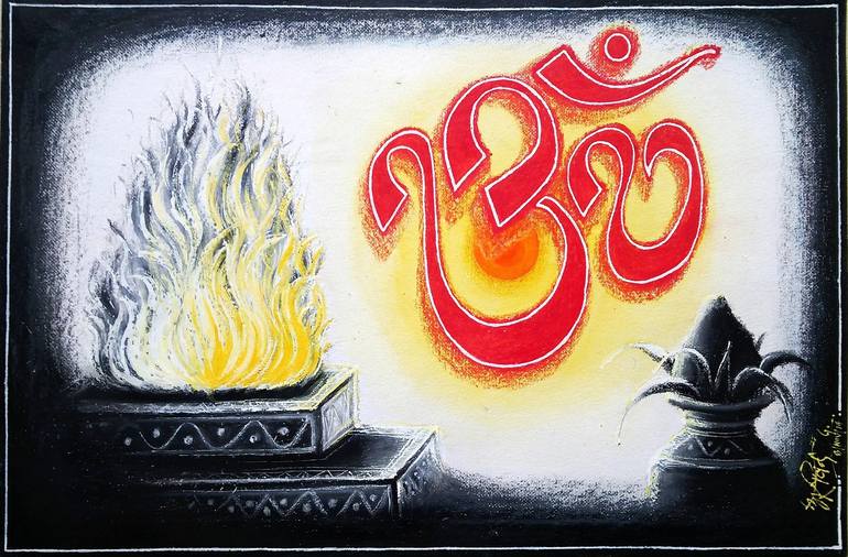 Yagya & Om Painting by ARVIND GAIROLA | Saatchi Art