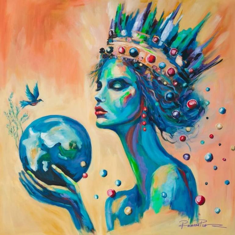 Ruler of Her Own Universe Painting by Ramona Pintea | Saatchi Art