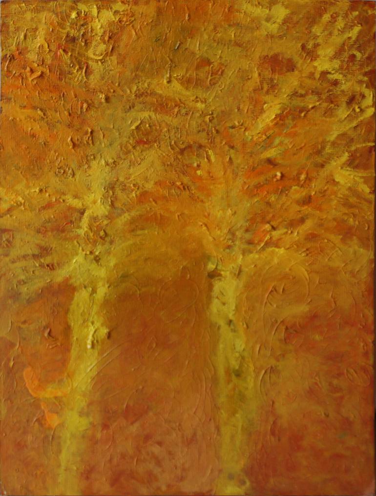 Two Golden Trees Painting by Kisa Kisa | Saatchi Art
