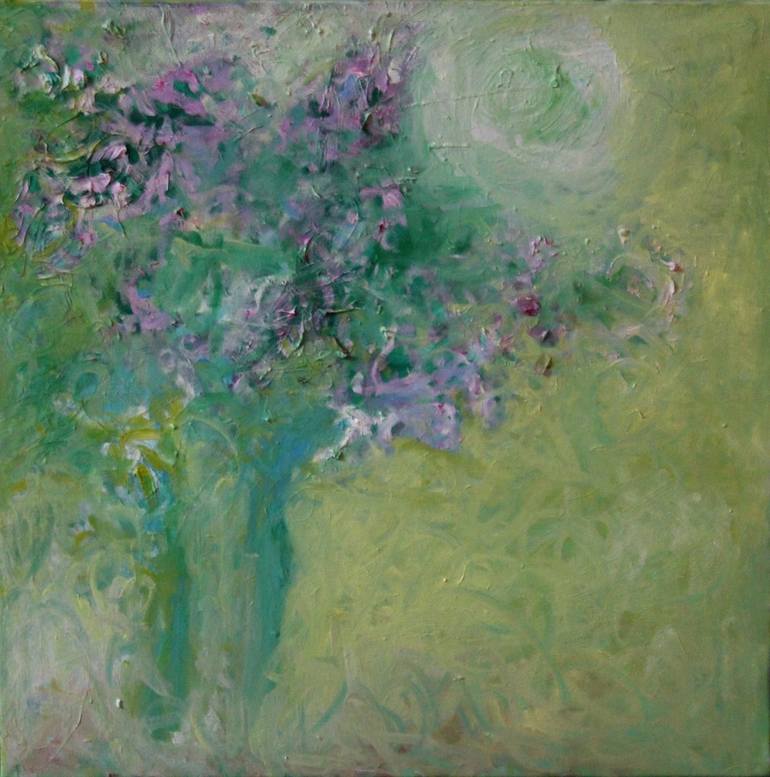 Little Blossom Trees with Moon (Privately Owned) Painting by Kisa Kisa ...