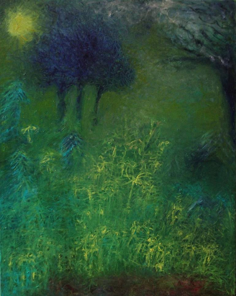 Three Blue Trees in a Hot Country (unframed) Painting by Kisa Kisa ...