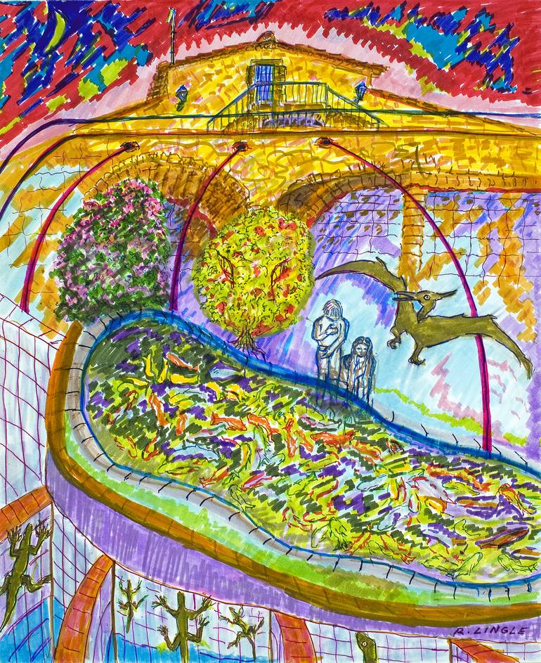 MASCAROS VILLA QUOI POND Drawing by ROBERT LINGLE | Saatchi Art