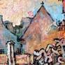 Plane trees in the old abbey. Painting by Nicolai Ostapenco | Saatchi Art