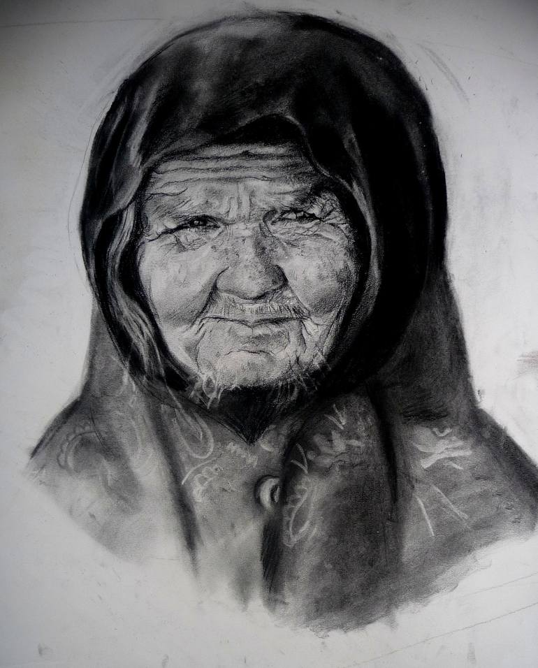 Old lady Drawing by Silviya Shoseva | Saatchi Art