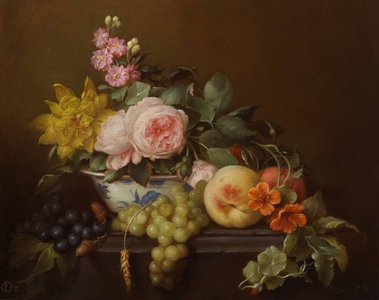 Still life with roses and peaches Painting by Dmitry Sevryukov ...