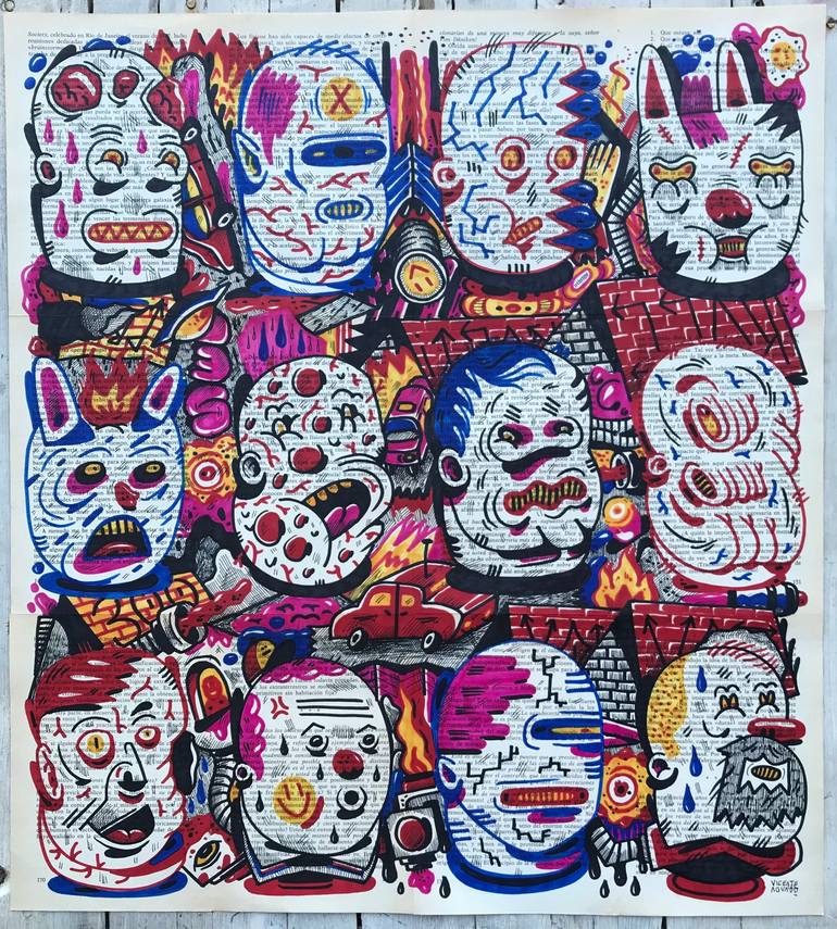 QUE EMPIECE LA PELOTA DEL ODIO Drawing by Vicente Aguado | Saatchi Art