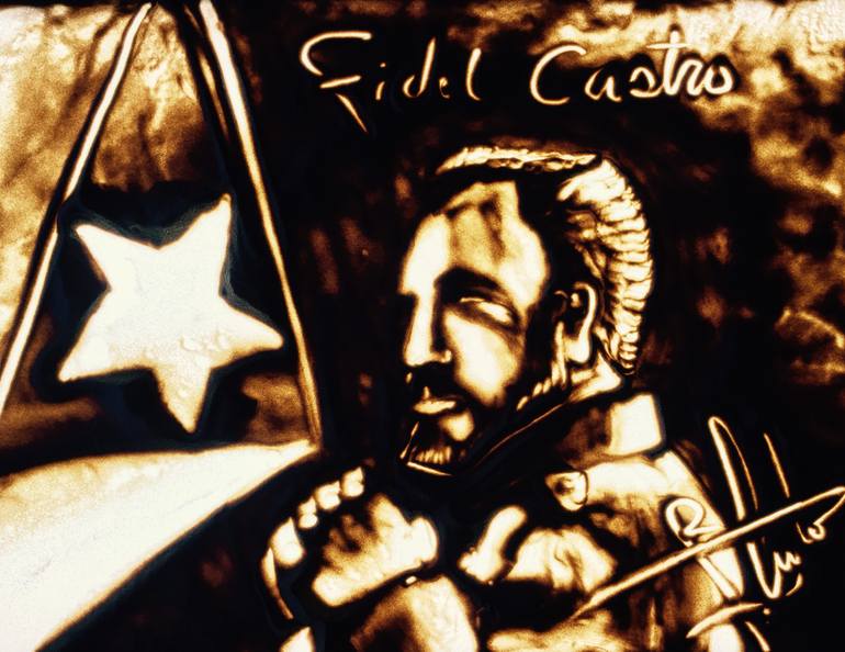 Fidel Castro Drawing by sand art bluto | Saatchi Art