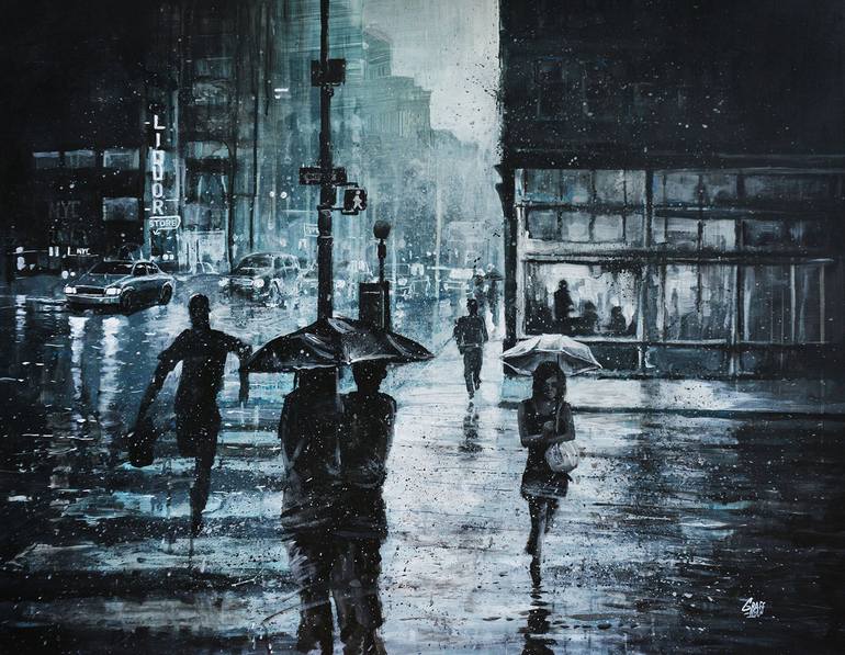 CROSSING THE SNOWY STREET Painting by GRAFFMATT Artist | Saatchi Art