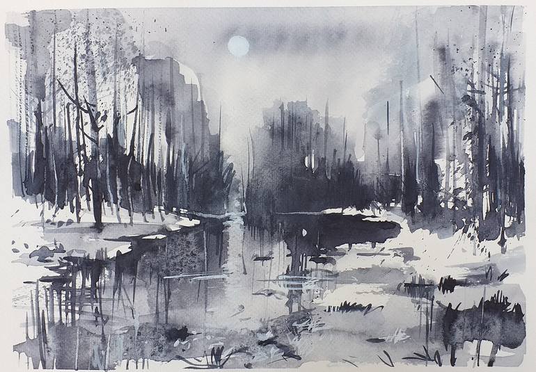 Cold moon Painting by Lorand Sipos | Saatchi Art