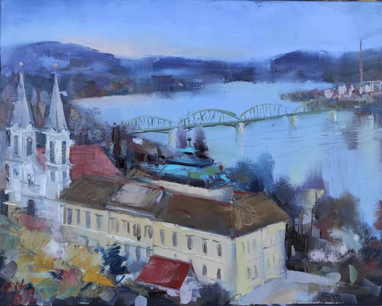Maria Valeria bridge over the Danube Painting by Lorand Sipos | Saatchi Art