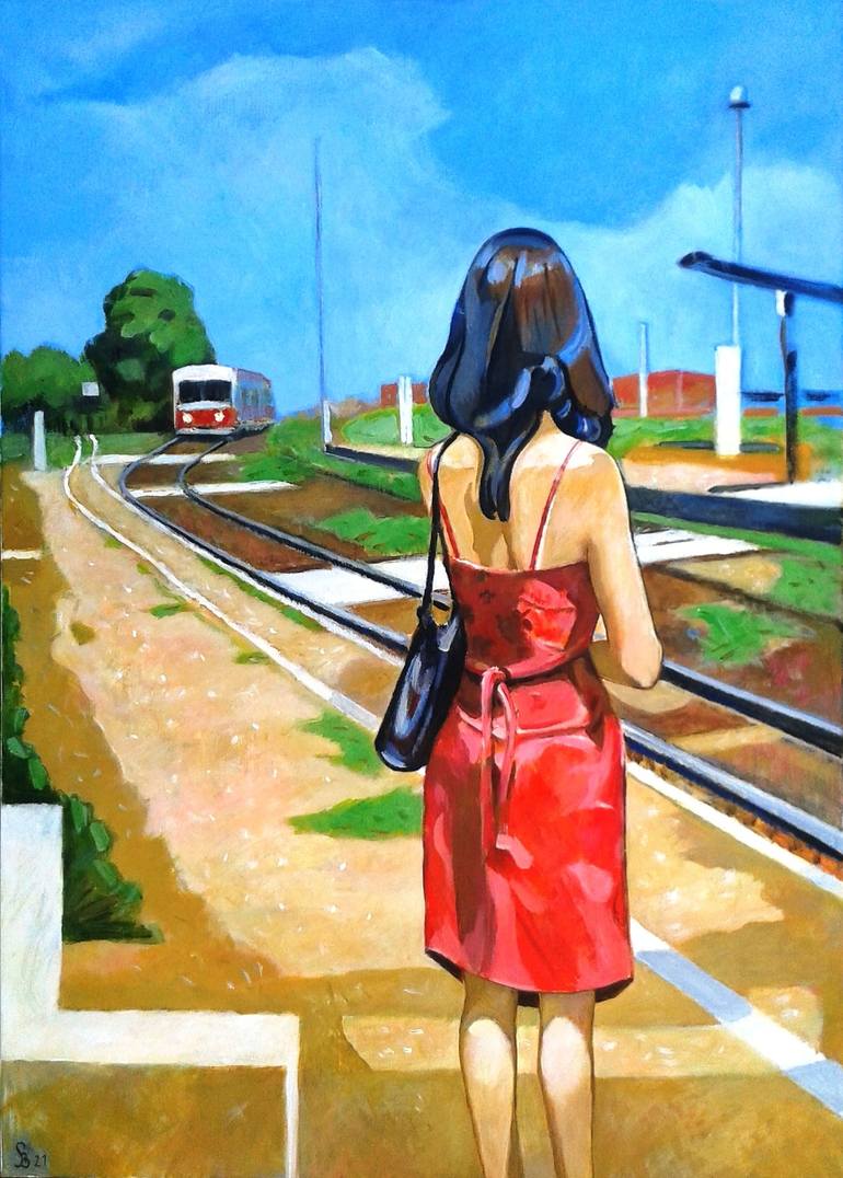 Approaching train Painting by STAN BIGDA | Saatchi Art