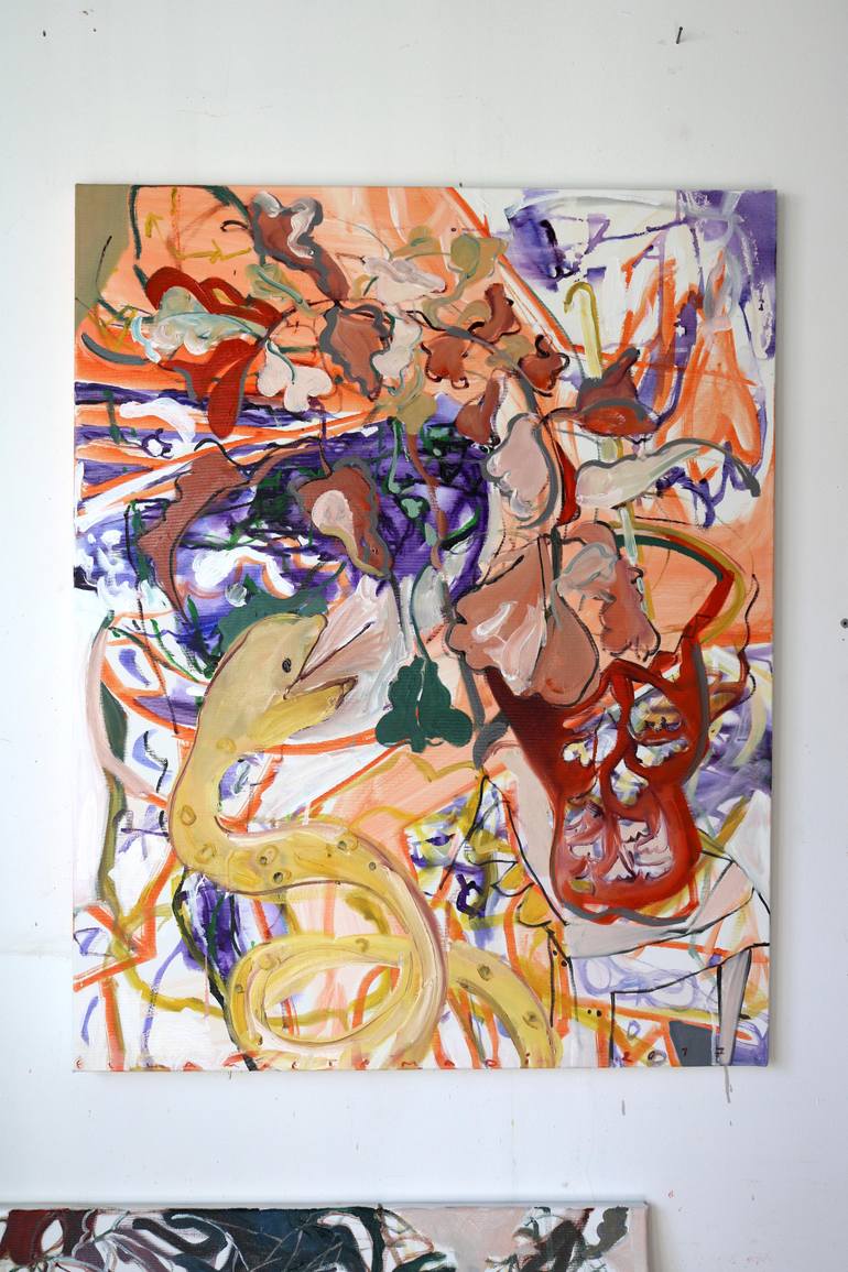 Snake and pot Painting by Elham Etemadi | Saatchi Art