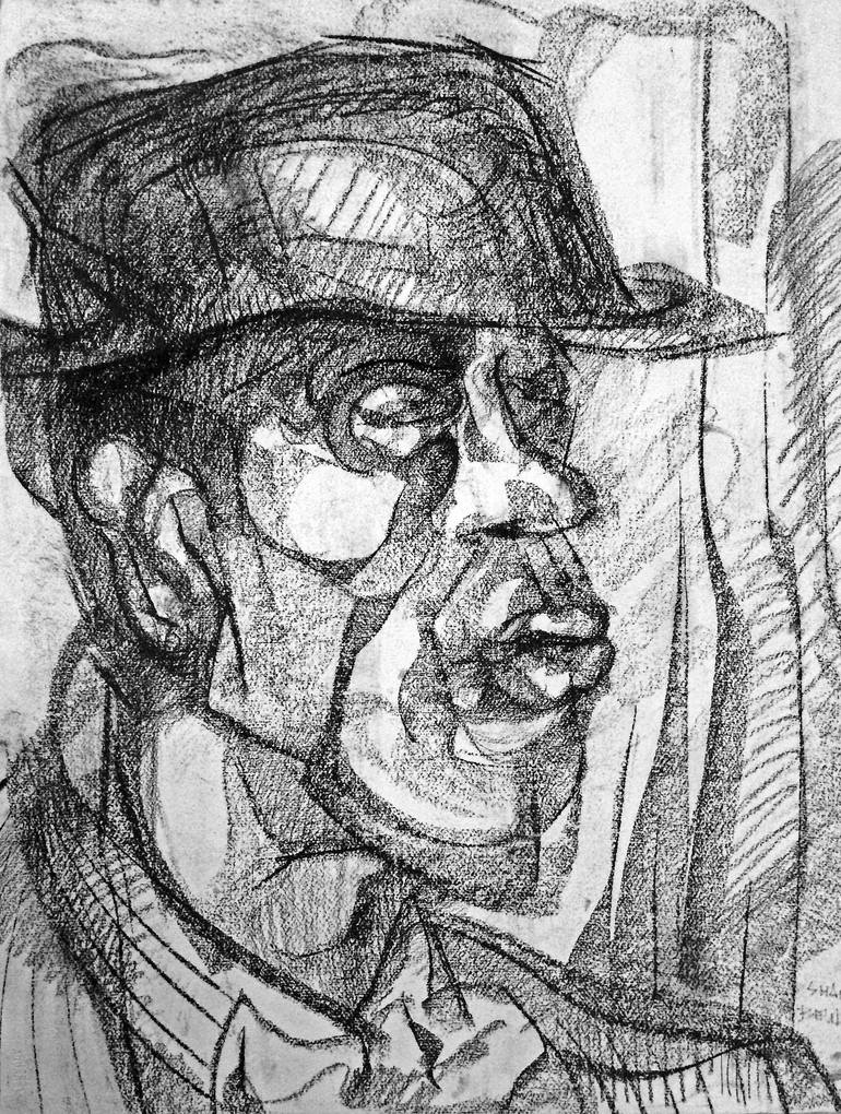 Portrait of a Figure with a Hat Drawing by Shant Beudjekian | Saatchi Art