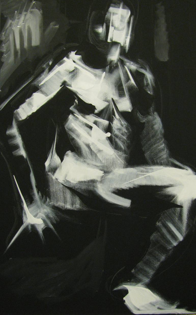 Achromatic Painting of a Seated Pose of a Male Figure Painting by Shant ...