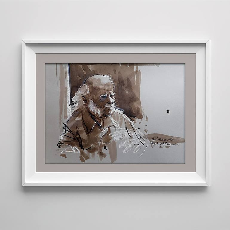 Old man in sunlight Drawing by Andrey Novikov | Saatchi Art