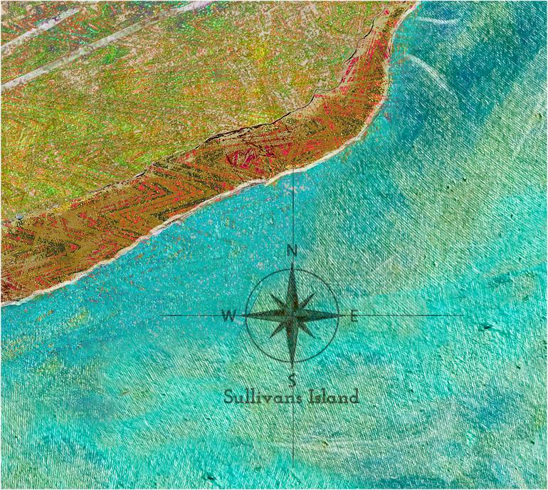 Sullivans Island Art Map, South Carolina Mixed Media by lauren preller ...