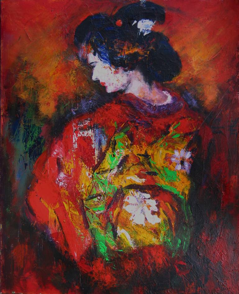 Geisha Painting by Jose Riera | Saatchi Art