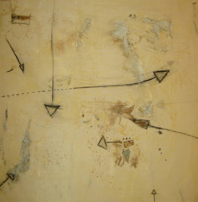 crème flèches noires hachures Painting by Dominault Evelyne | Saatchi Art