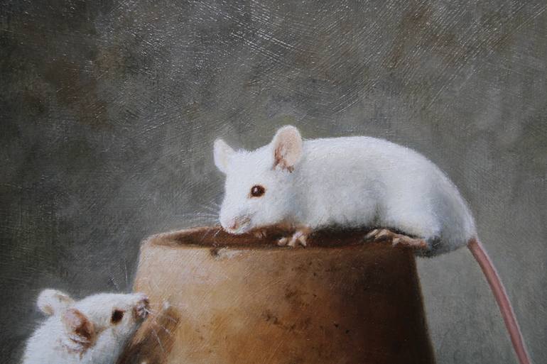 White mice Painting by Marina Radius | Saatchi Art