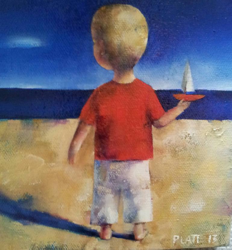 Boy with a Toy Boat Painting by Suzy Platt | Saatchi Art
