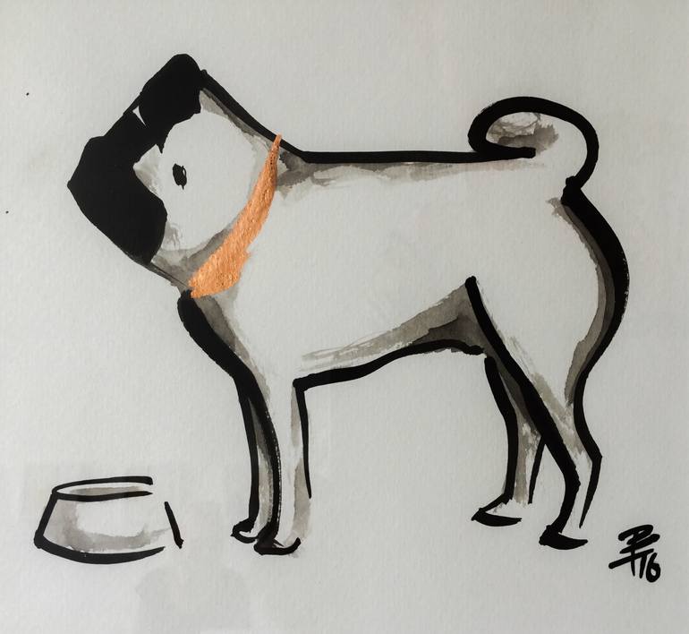 hungry pug Painting by Bianca Burow | Saatchi Art